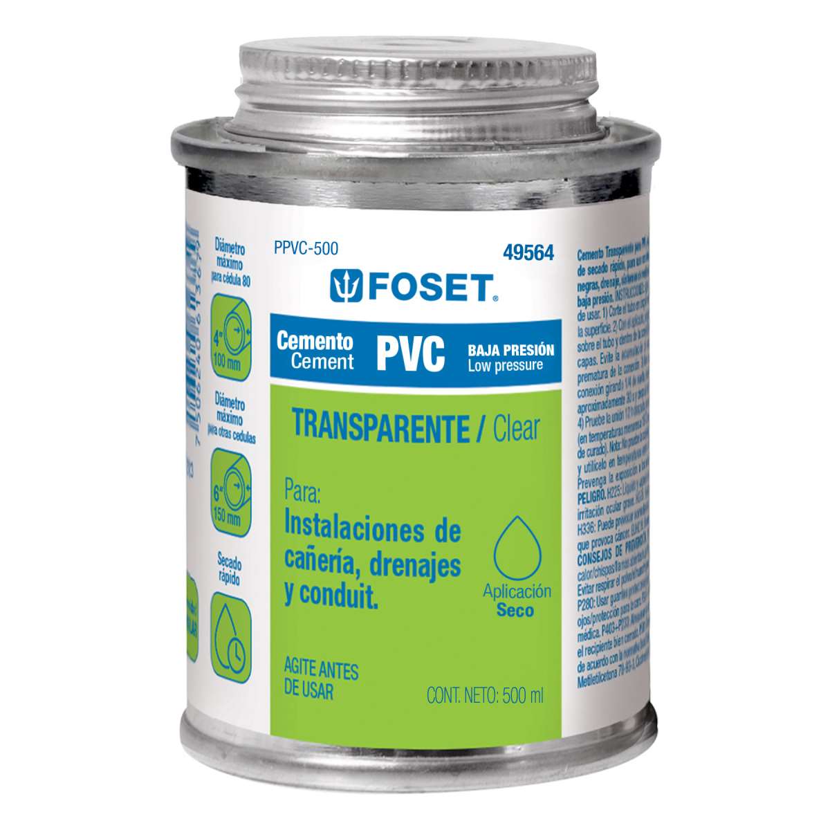 Pegamento para pvc bote 500 ml Código: 49564 - Job Ferreterias
